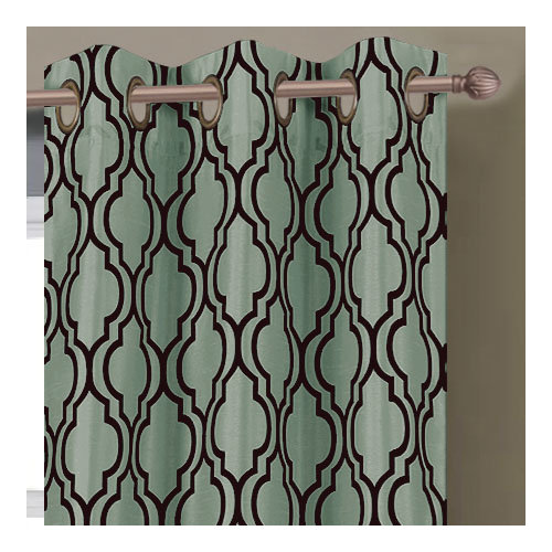 Window Elements Lattice Flocked Faux Silk Grommet Curtain Panels